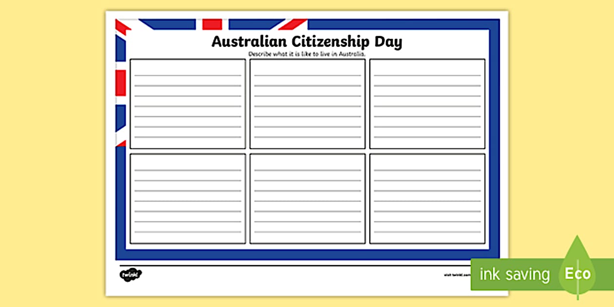 Australian Citizenship Day Description Worksheet - Twinkl