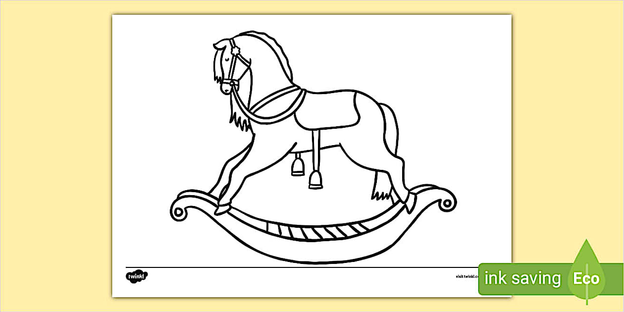 Rocking Horse Colouring Page (teacher made) - Twinkl