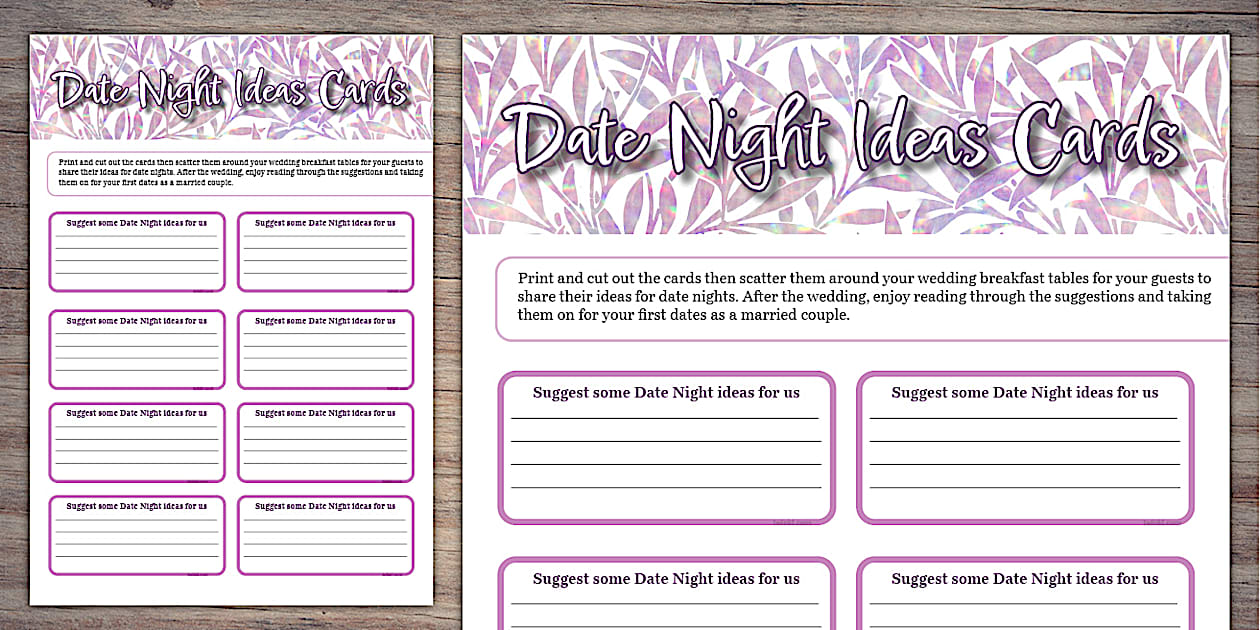 Date Night Ideas Cards | Twinkl Party (teacher made)