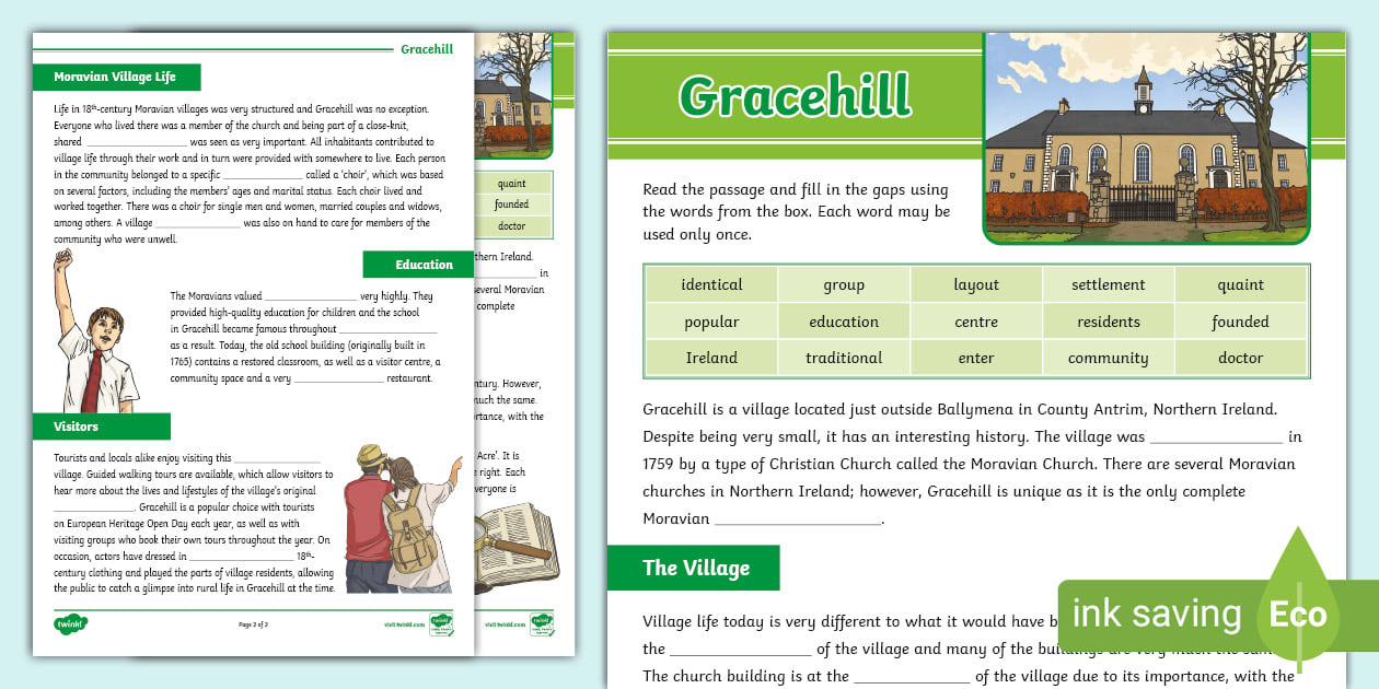Gracehill Village Cloze Procedure (l'enseignant a fait)