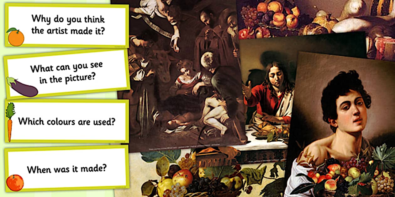 Cursive Caravaggio Photopack and Prompt Questions - Twinkl
