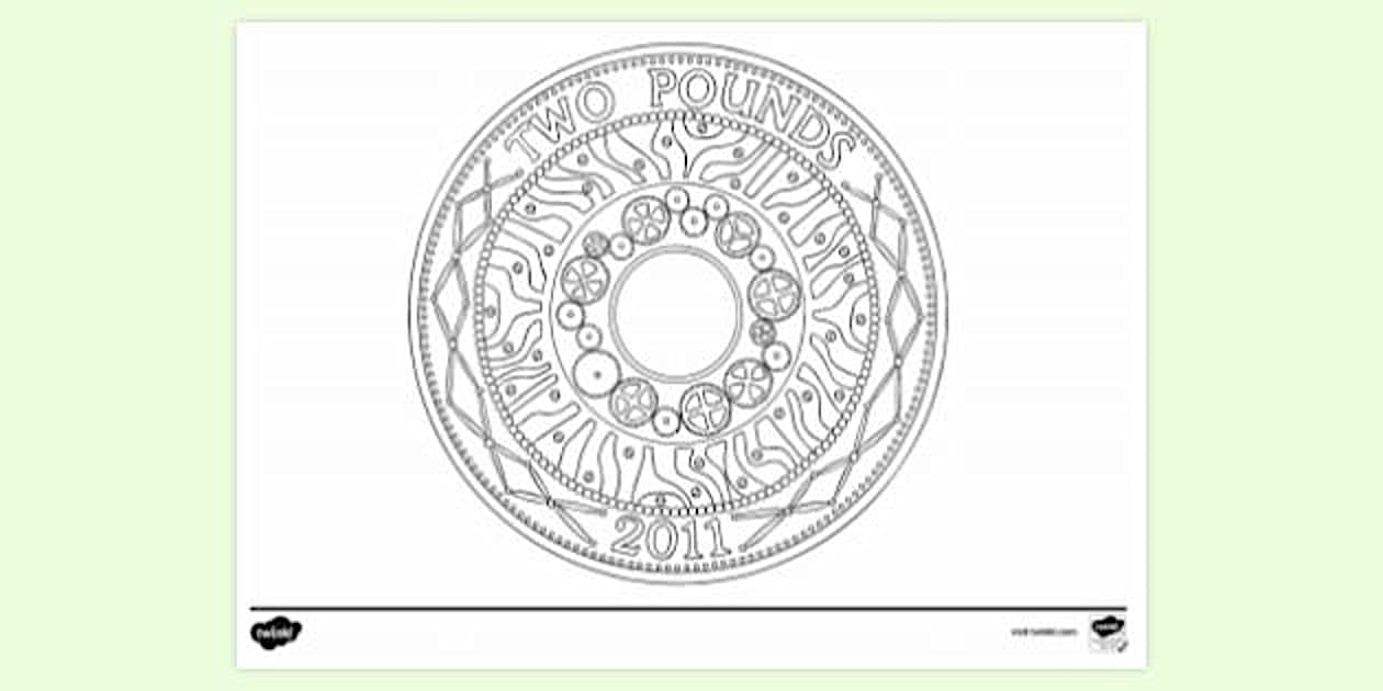 Two Pound Coin Colouring Sheet (teacher made) - Twinkl