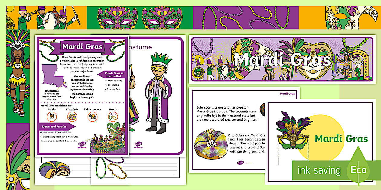 Mardi Gras Printable Decorations for Classrooms | Twinkl USA