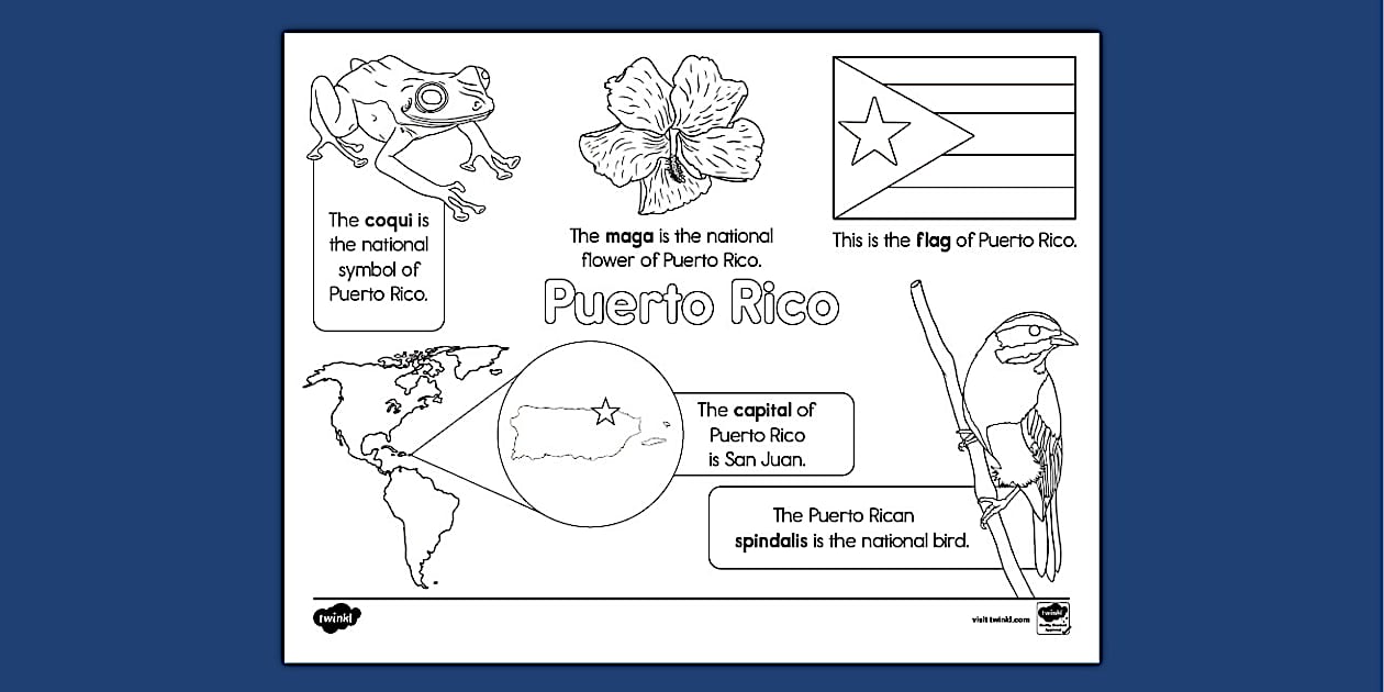 Puerto Rico Coloring Page - Twinkl USA Resources - Twinkl