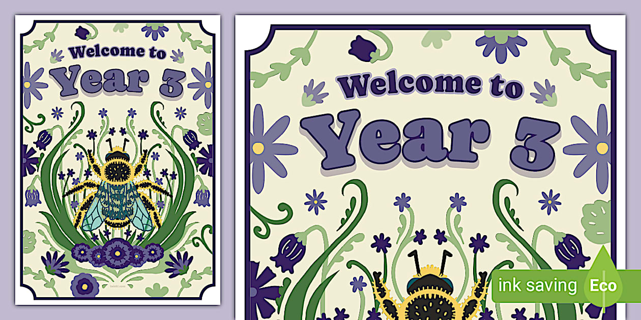 Bee-Themed Welcome to Year 3 Display Poster (teacher made)