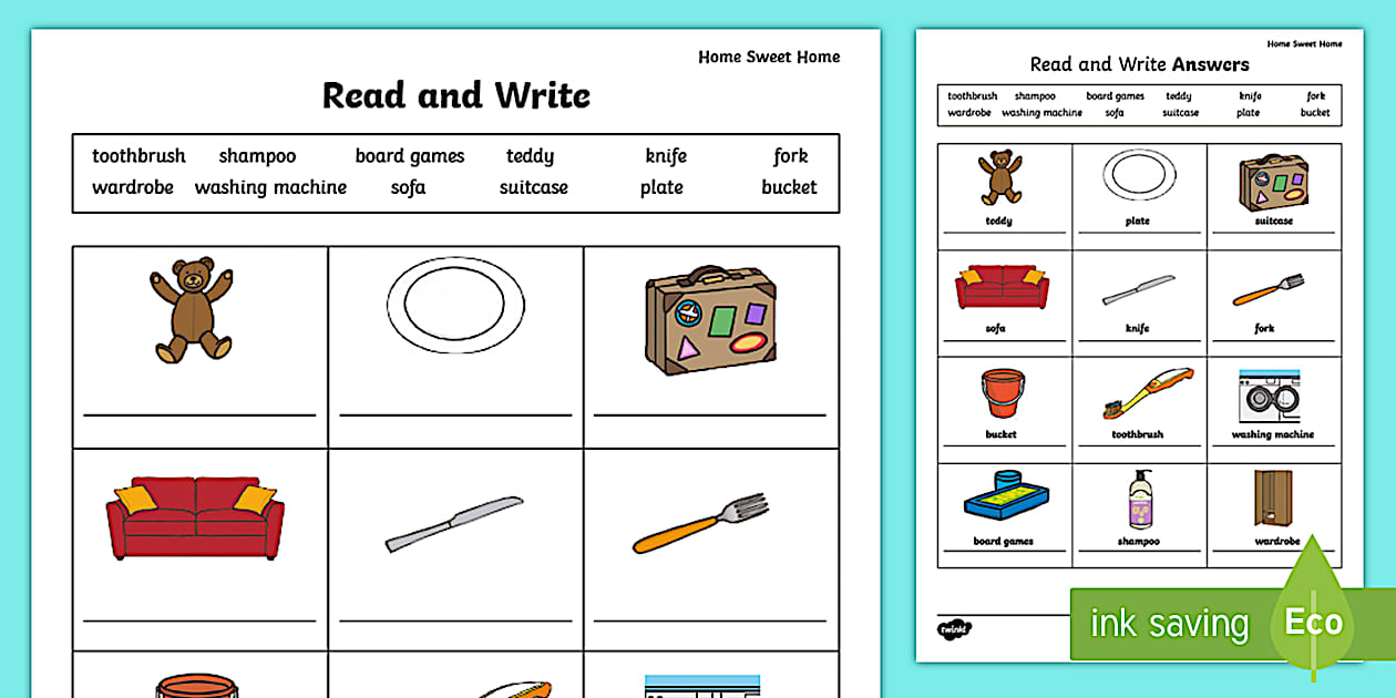 Black and White Home Sweet Home Read and Write Activity