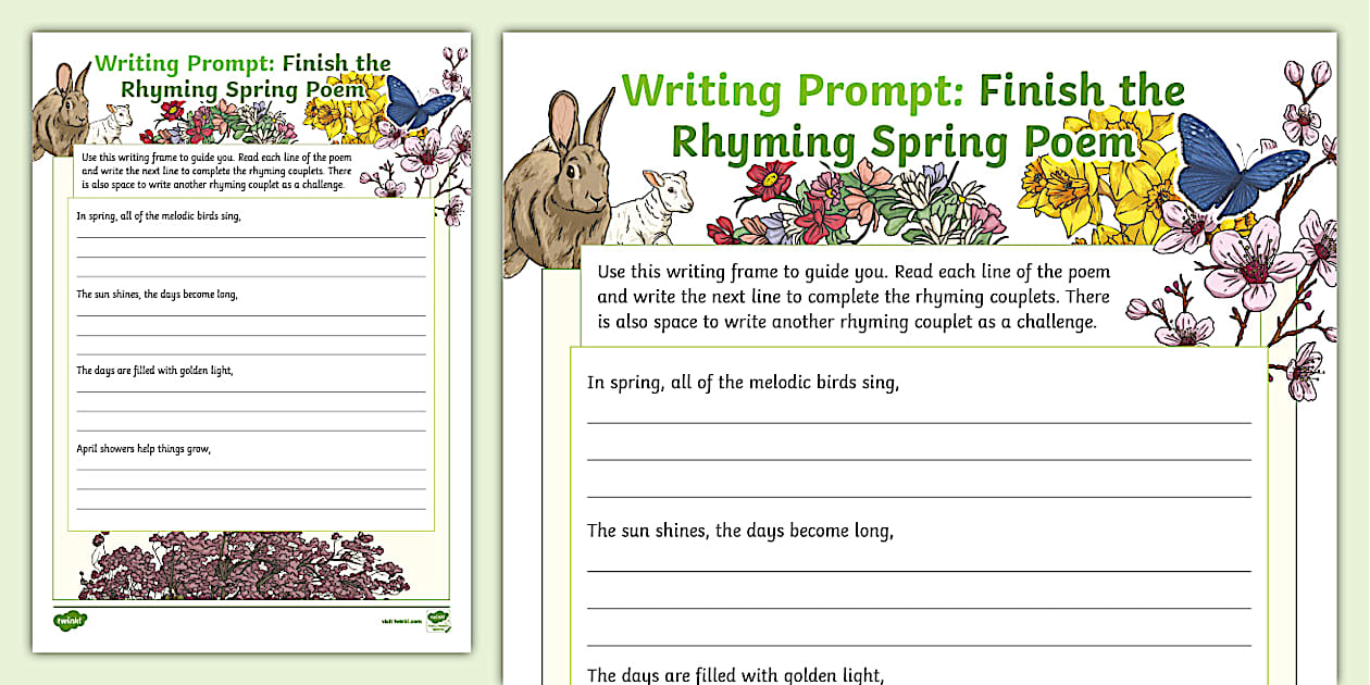 KS2 Writing Prompt: Finish the Spring Rhyming Poem - Twinkl