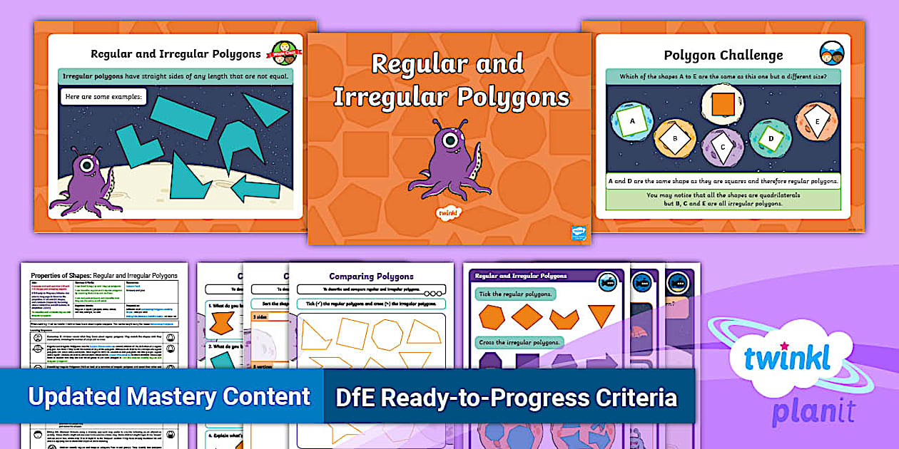 👉 Y2 Compare Sort Common 2D Shapes Planit Maths Lesson 3