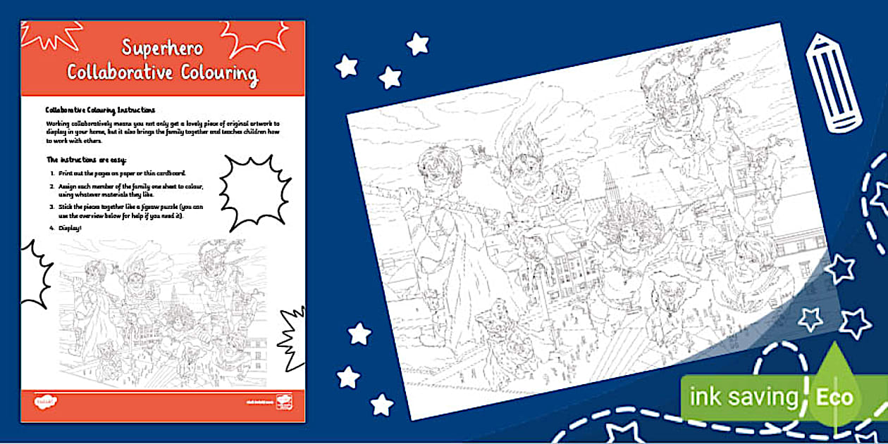 Superheroes Themed Family Collaborative Colouring (7 to 11)