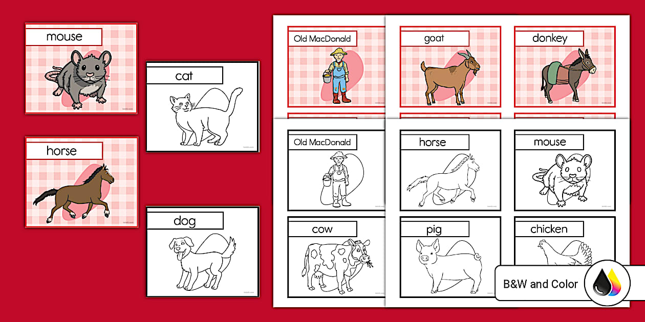 Old MacDonald Had a Farm Flash Cards (Teacher-Made) - Twinkl