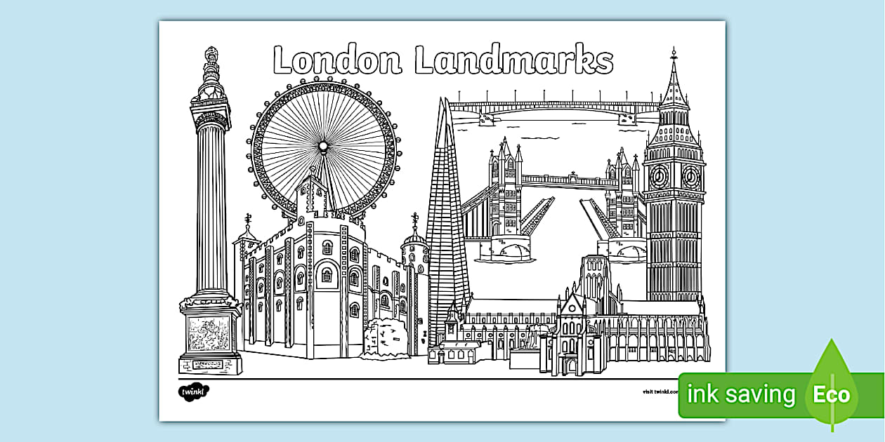 London Landmarks Colouring Page,London landmarks - Twinkl