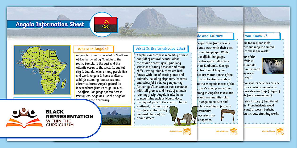 KS2 Angola Information Sheet (teacher made) - Twinkl