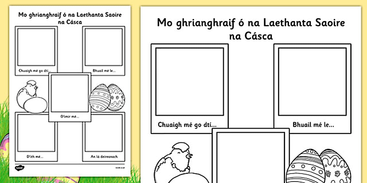 Easter Holiday Snapshots Writing Frame Gaeilge - Twinkl