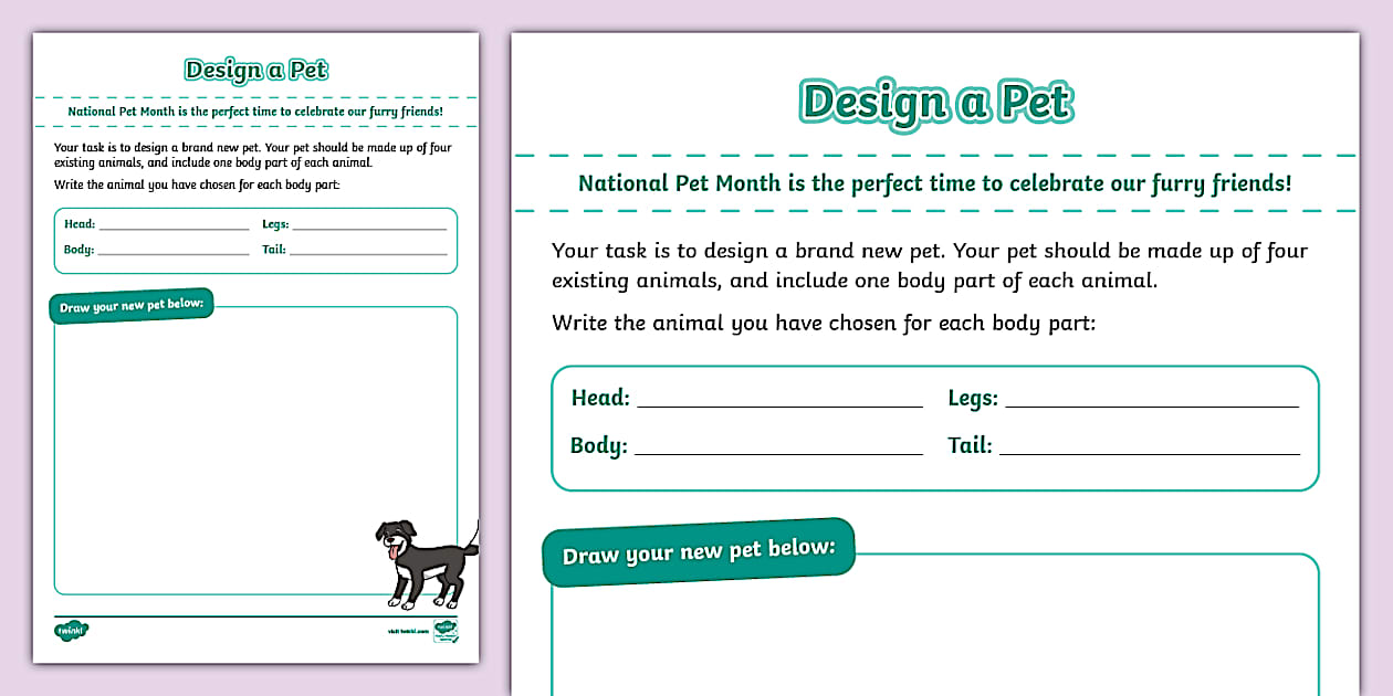 Design a Pet for National Pet Month (teacher made) - Twinkl