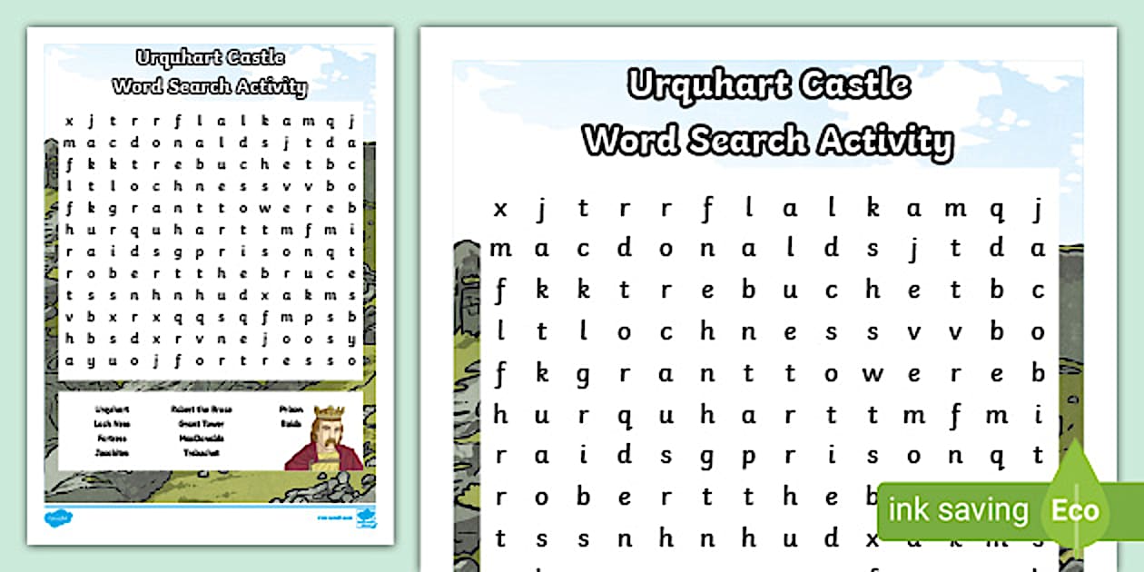 Urquhart Castle Word Search Activity – Scottish Landmarks