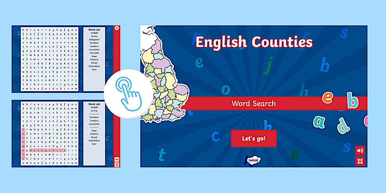 English Counties Interactive Word Search - Twinkl