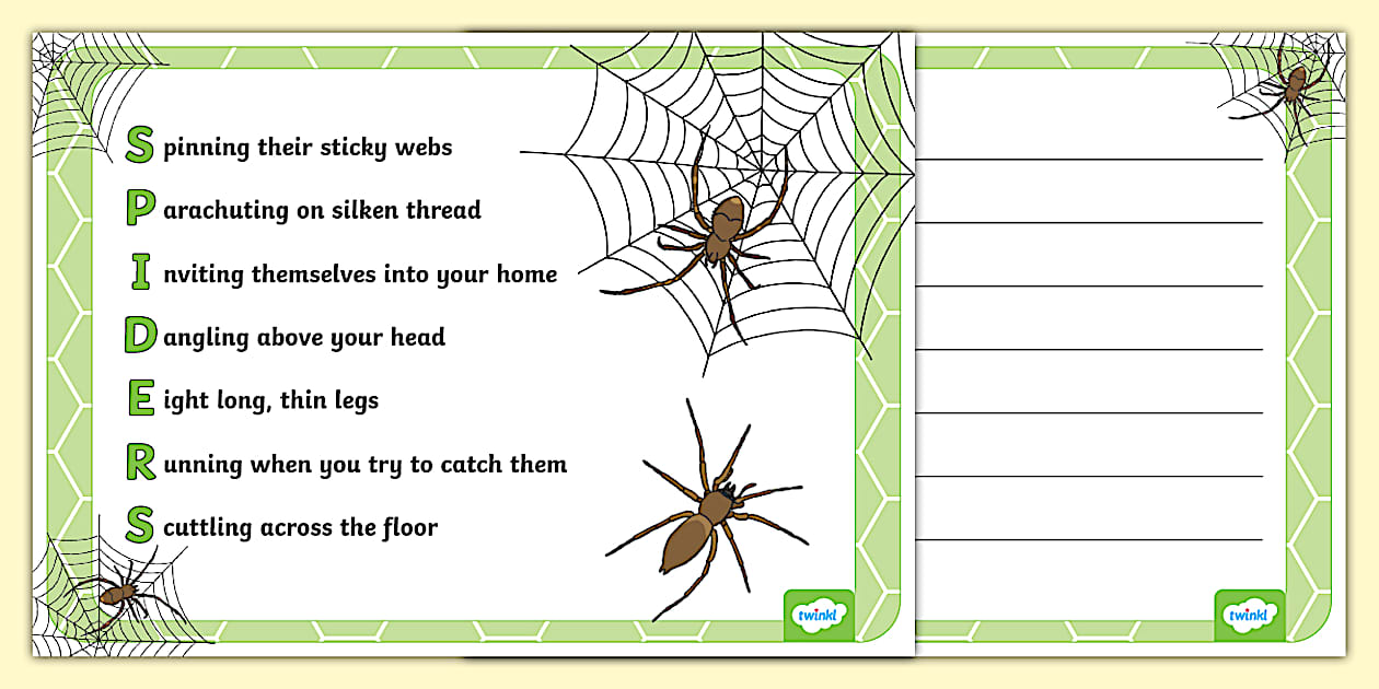 Spider Acrostic Poem Example and Template - Twinkl