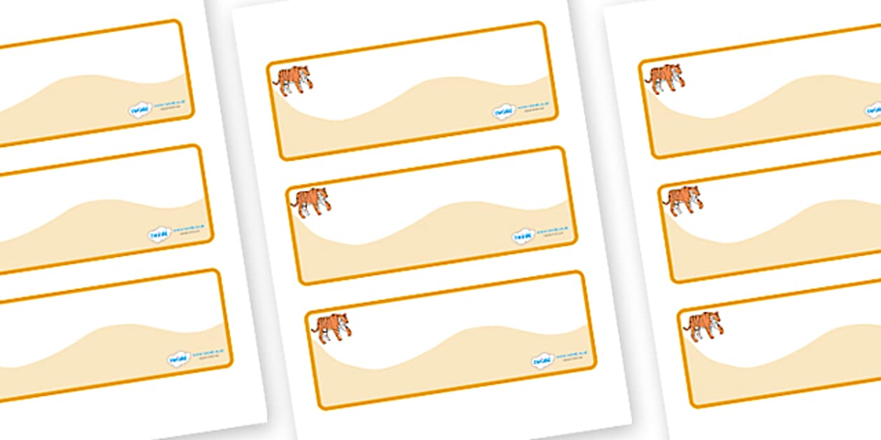 Tiger Themed Editable Drawer-Peg-Name Labels (Colourful)