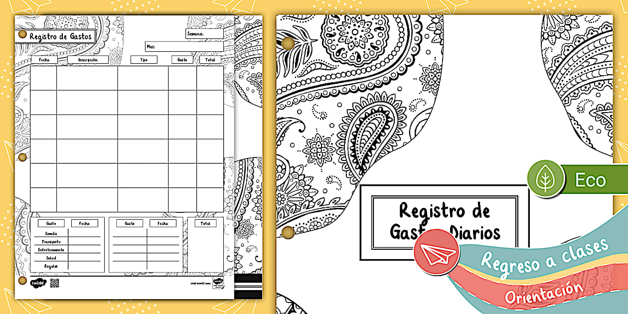 Registro de Gastos Diarios Versión Paisley (Teacher-Made)