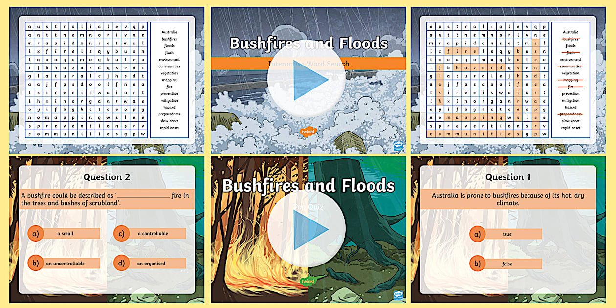 Bushfires and Floods Interactive Activity Pack - Twinkl