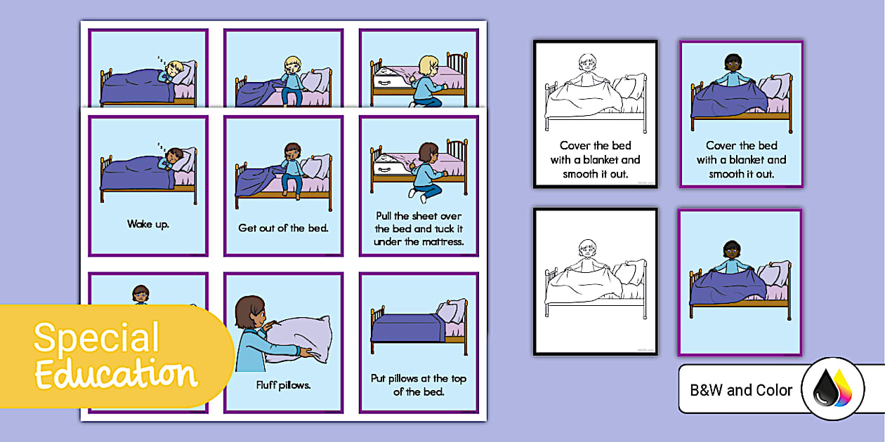 Making the Bed Sequencing Cards (teacher made) - Twinkl