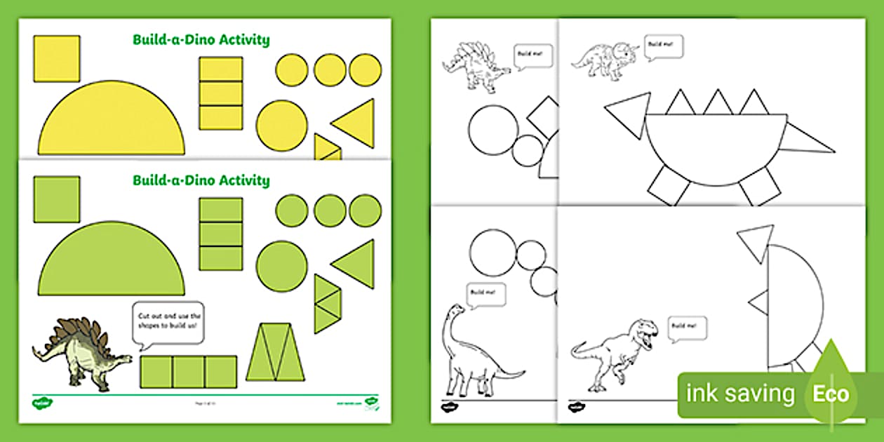 Black and White Dinosaur Shape (teacher made) - Twinkl
