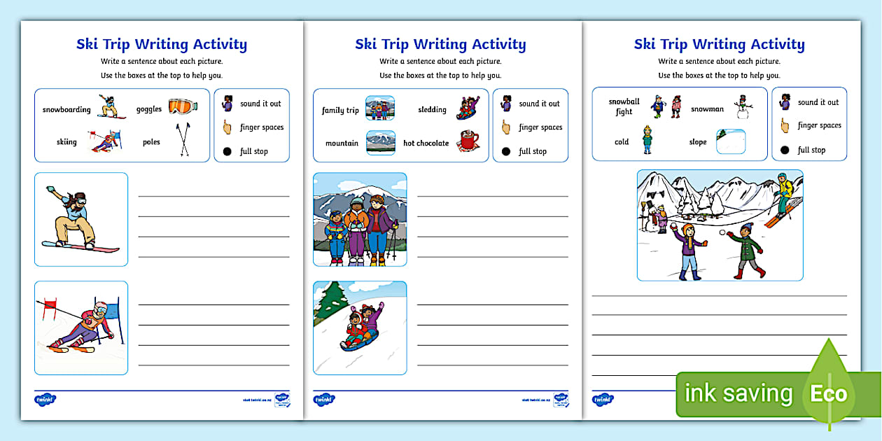 Ski Trip Early Writing Activities (teacher made) - Twinkl