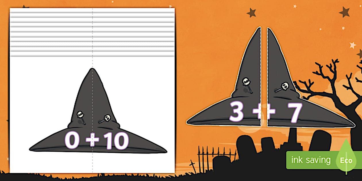 Witches' Hats Number Bonds to 10 (teacher made) - Twinkl