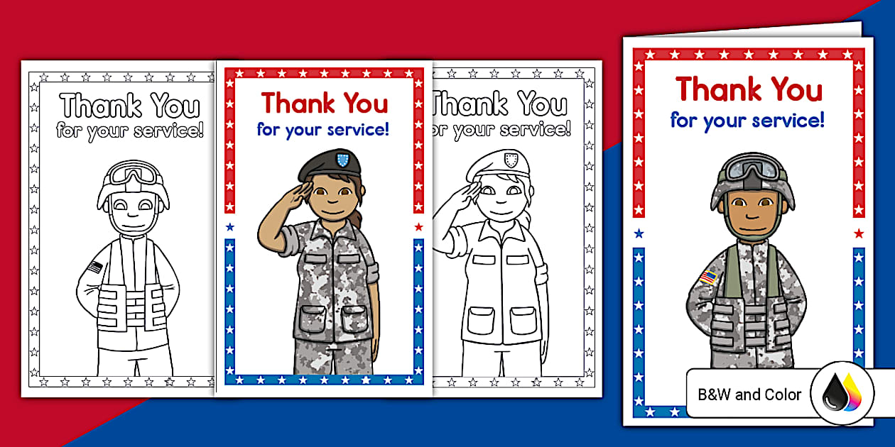 Thank You for Your Service! Veterans Day Cards - Twinkl
