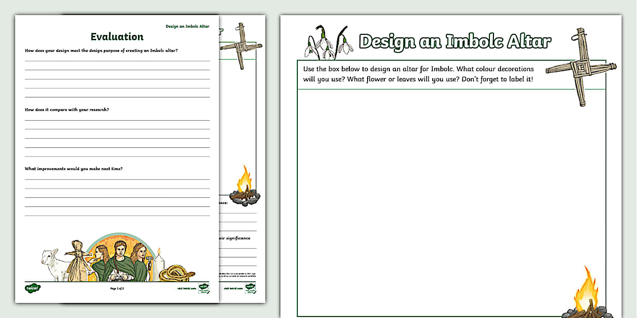 Design an Imbolc Altar Worksheet (teacher made) - Twinkl