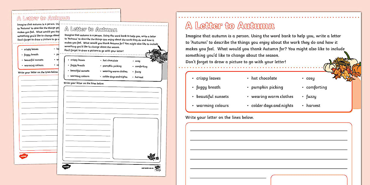 Letter to Autumn Writing Template (teacher made) - Twinkl