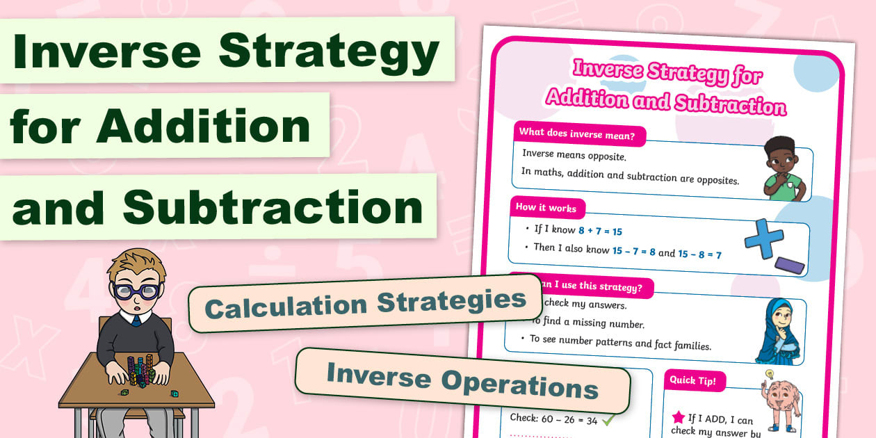 Inverse Strategy for Addition and Subtraction Poster