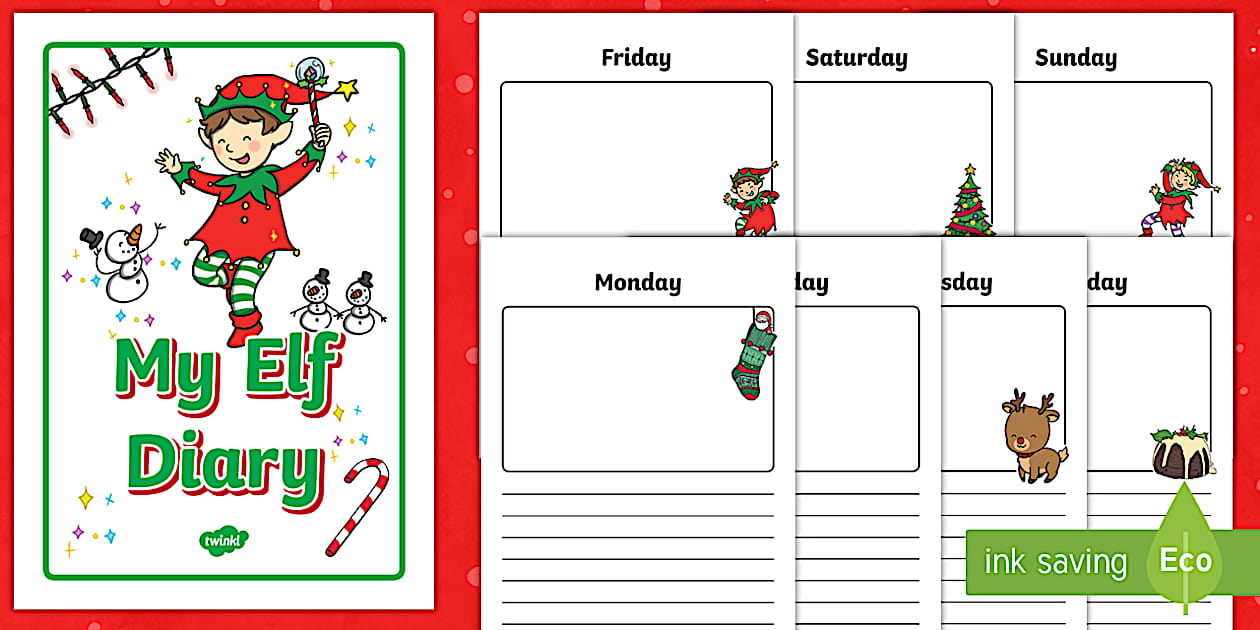 Editable Elf Diary Writing Template (teacher made) - Twinkl