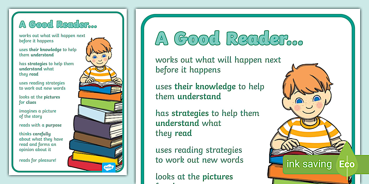 Cursive A Good Reader Poster (teacher made) - Twinkl