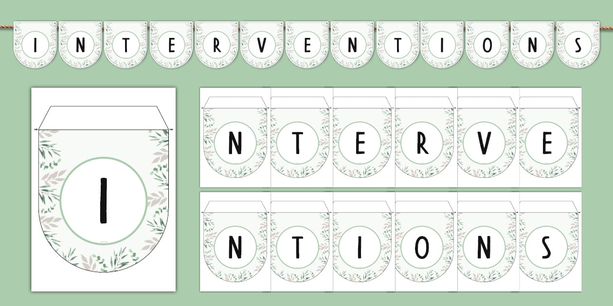 Muted Botanical Themed Interventions Display Bunting