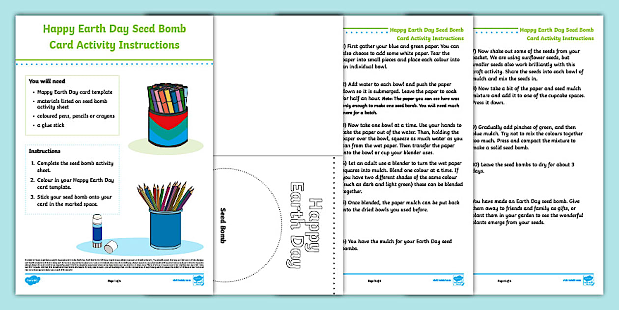Happy Earth Day Seed Bomb Card Activity - Twinkl - KS1