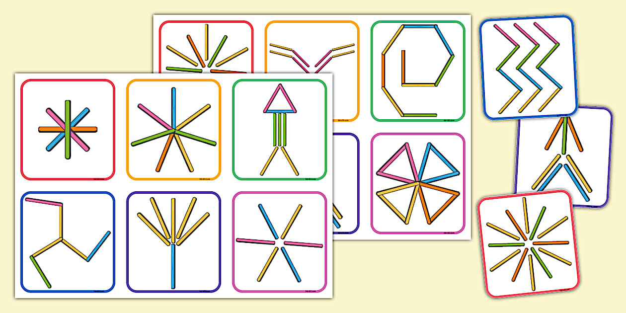 Lolly Stick Firework Pattern Cards (teacher made) - Twinkl