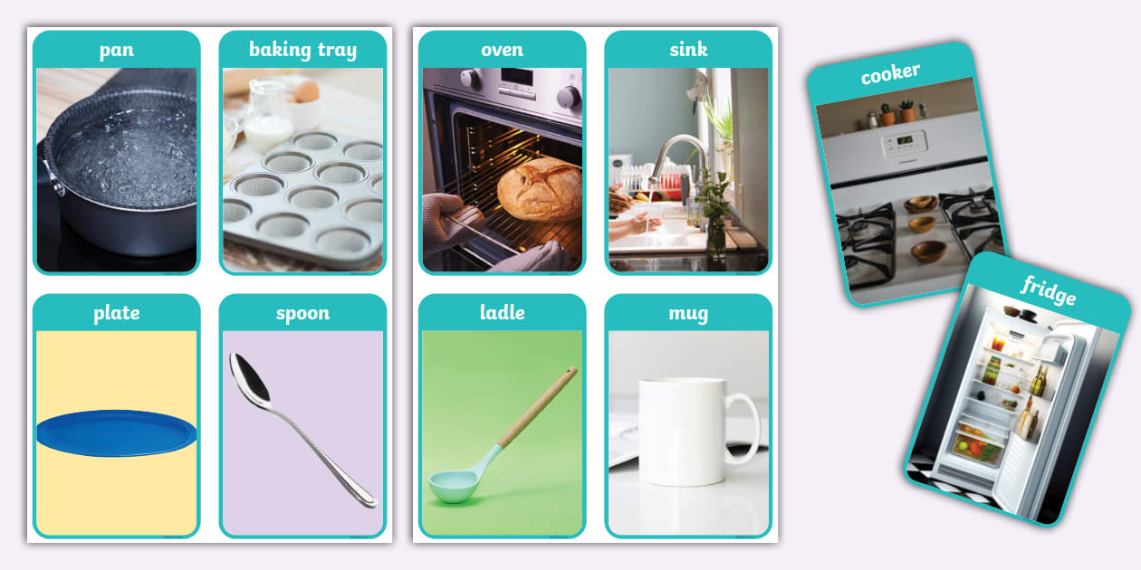 Kitchen Objects Photo Flashcards (teacher made) - Twinkl