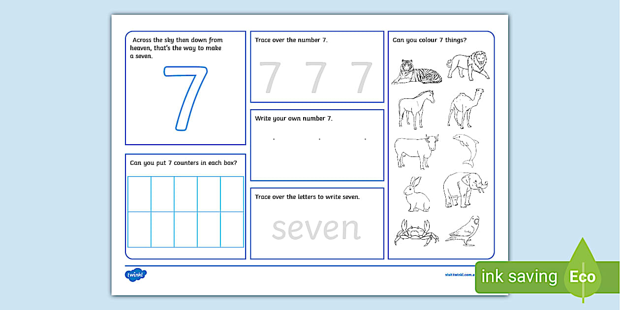 Number 7 Activity Sheet (Teacher-Made) - Twinkl