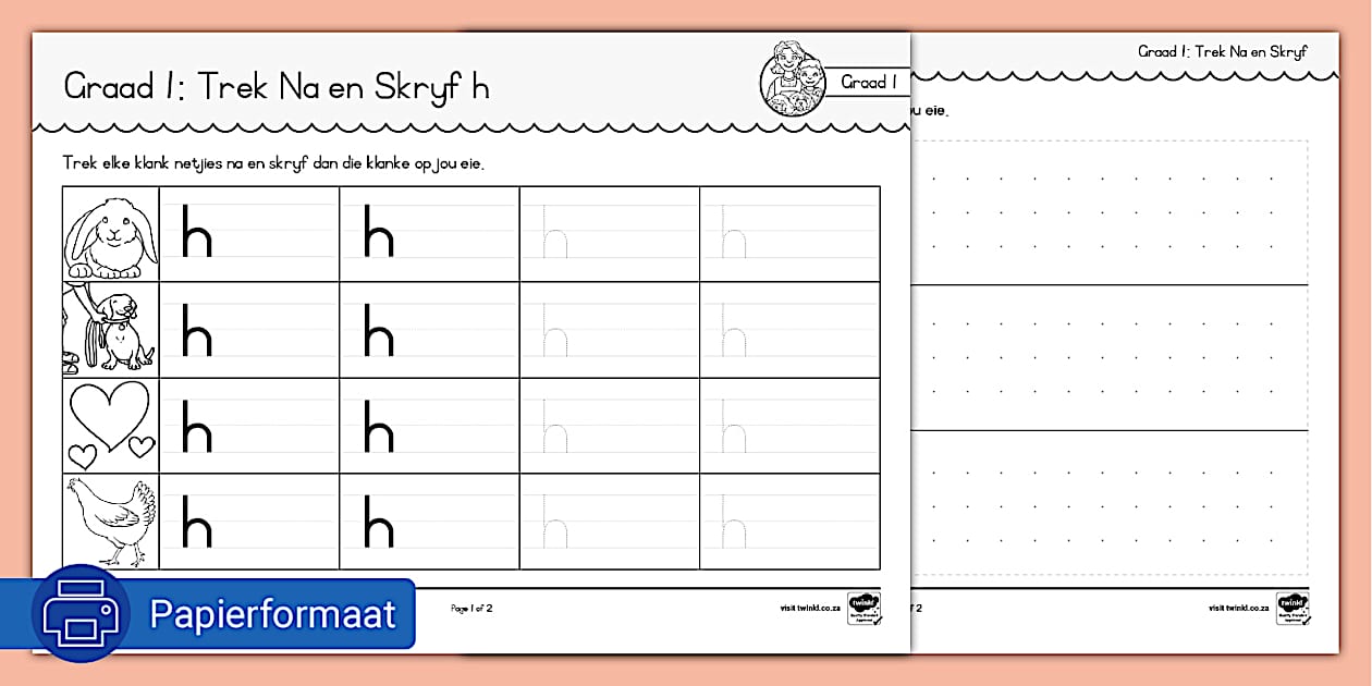 Graad 1 Klanke Handskrif en Lettervorming h - Twinkl