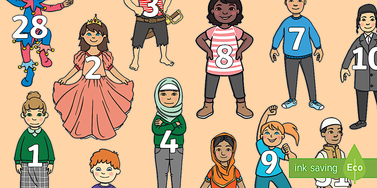 Pictures of Numbers 0-31 on Children - Ourselves - Counting