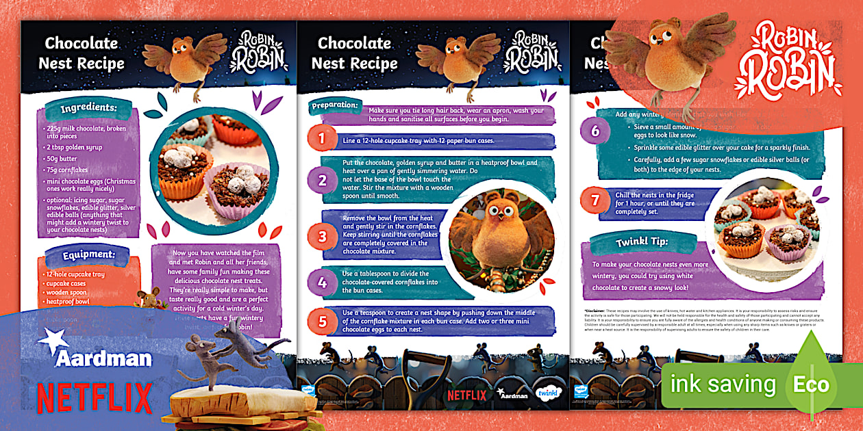 Printable Chocolate Nest Recipe | Robin Robin | Twinkl
