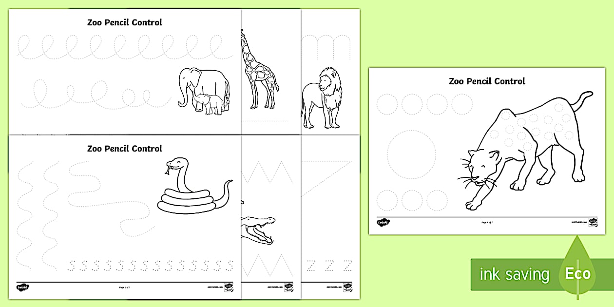 Zoo-Themed Pencil Control Worksheet / Worksheets - Twinkl
