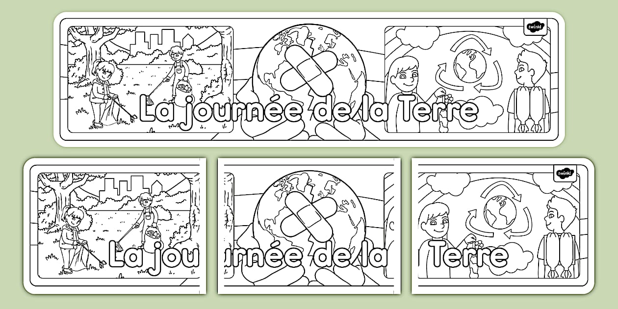 Bannière à colorier : La journée de la Terre - Twinkl
