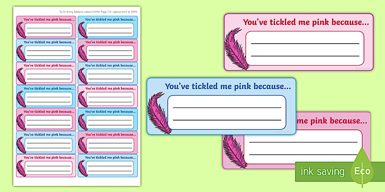 You've Tickled Me Pink - Writing Feedback Stickers - Twinkl