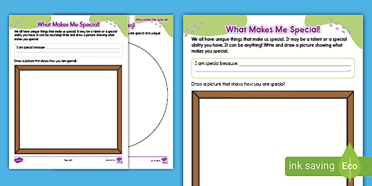 Primary What Makes Me Special Activity (teacher made)
