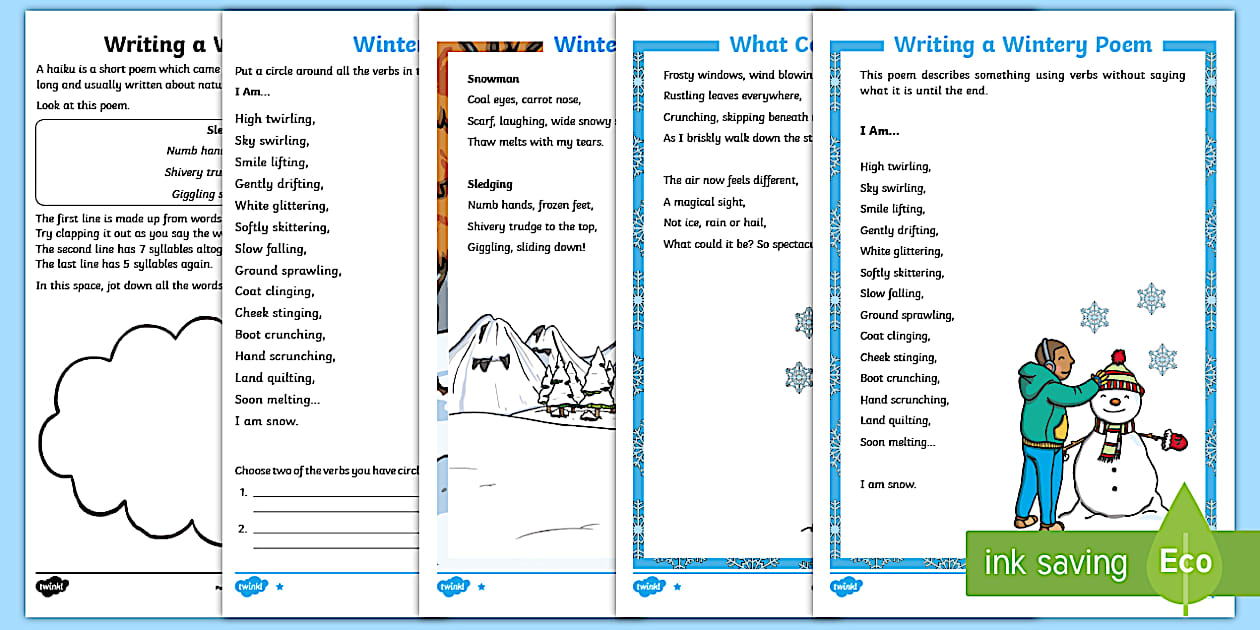 Winter Poems for Children Resource Pack (teacher made)