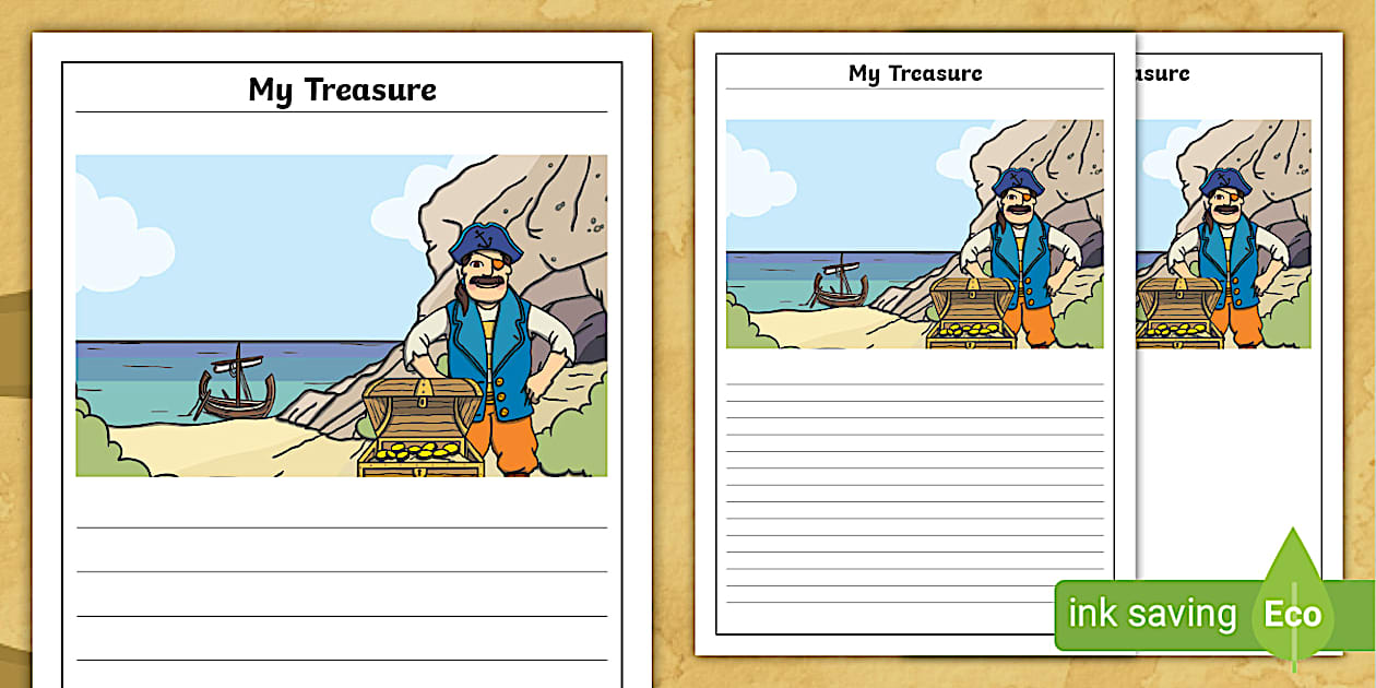 My Treasure Pirate Writing Frame (teacher made) - Twinkl