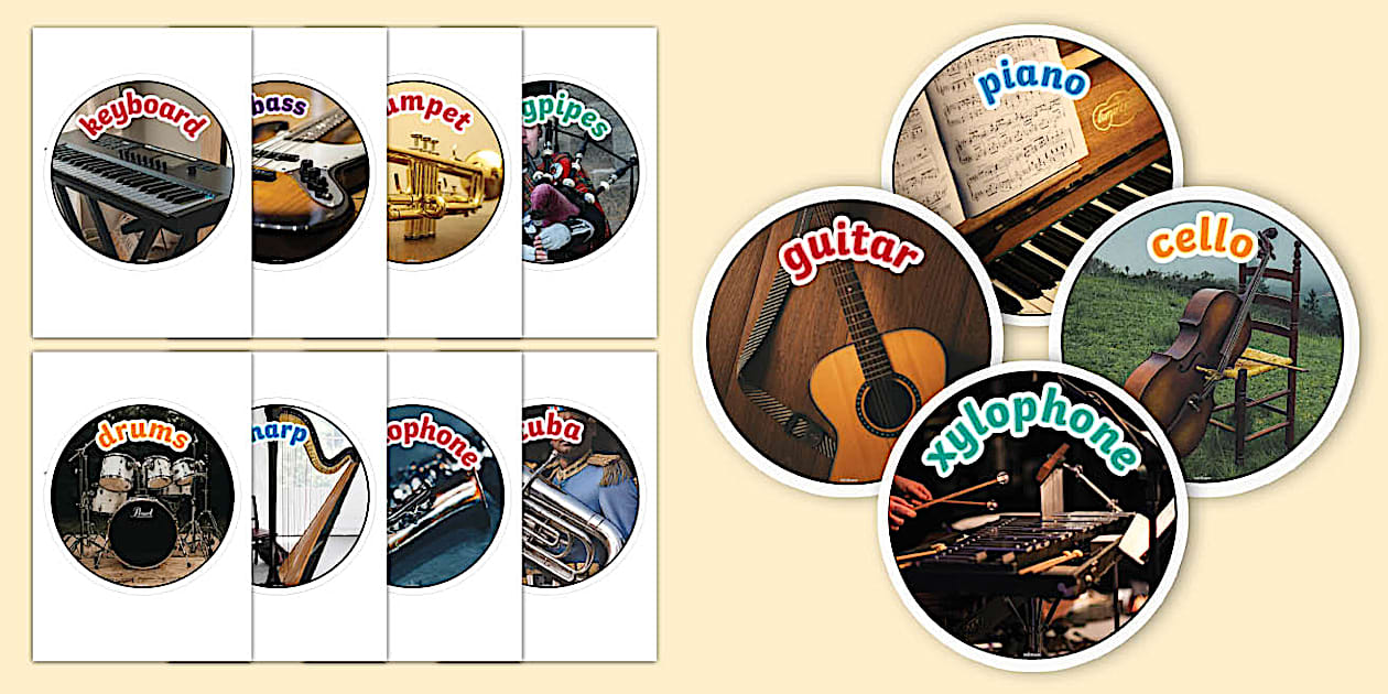 👉 Musical Instruments Circle Photo Cut-Outs - Twinkl