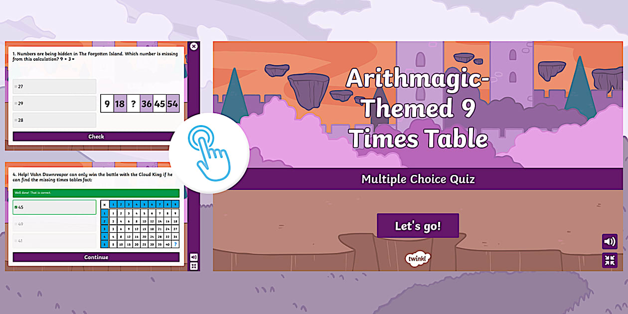 Arithmagic-Themed 9 Times Table Multiple Choice Quiz - KS2